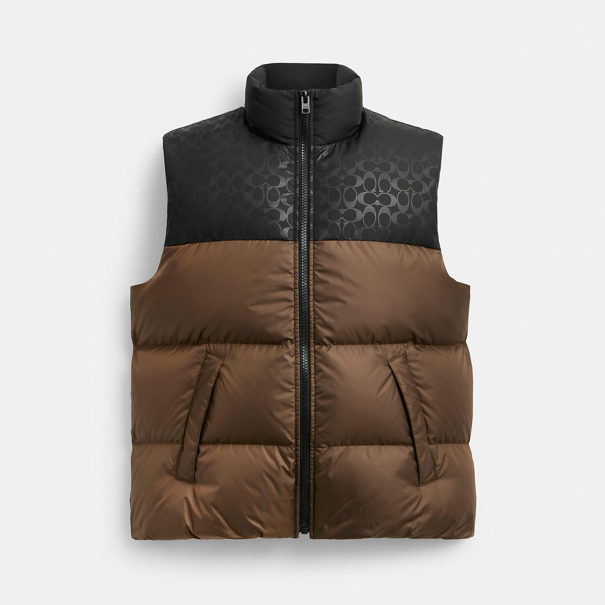 Coach Down Puffer Vest In Recycled Polyester In Dark Moss - 40